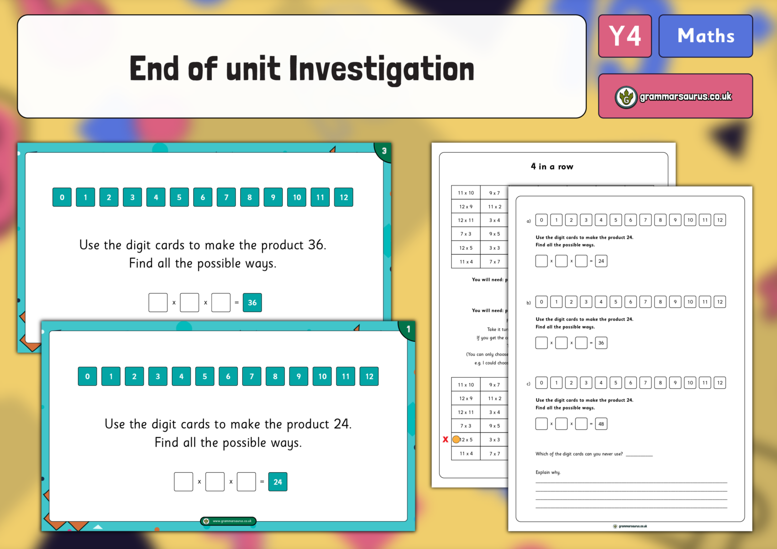 Year 4 Multiplication and Division - End of Unit Investigation ...