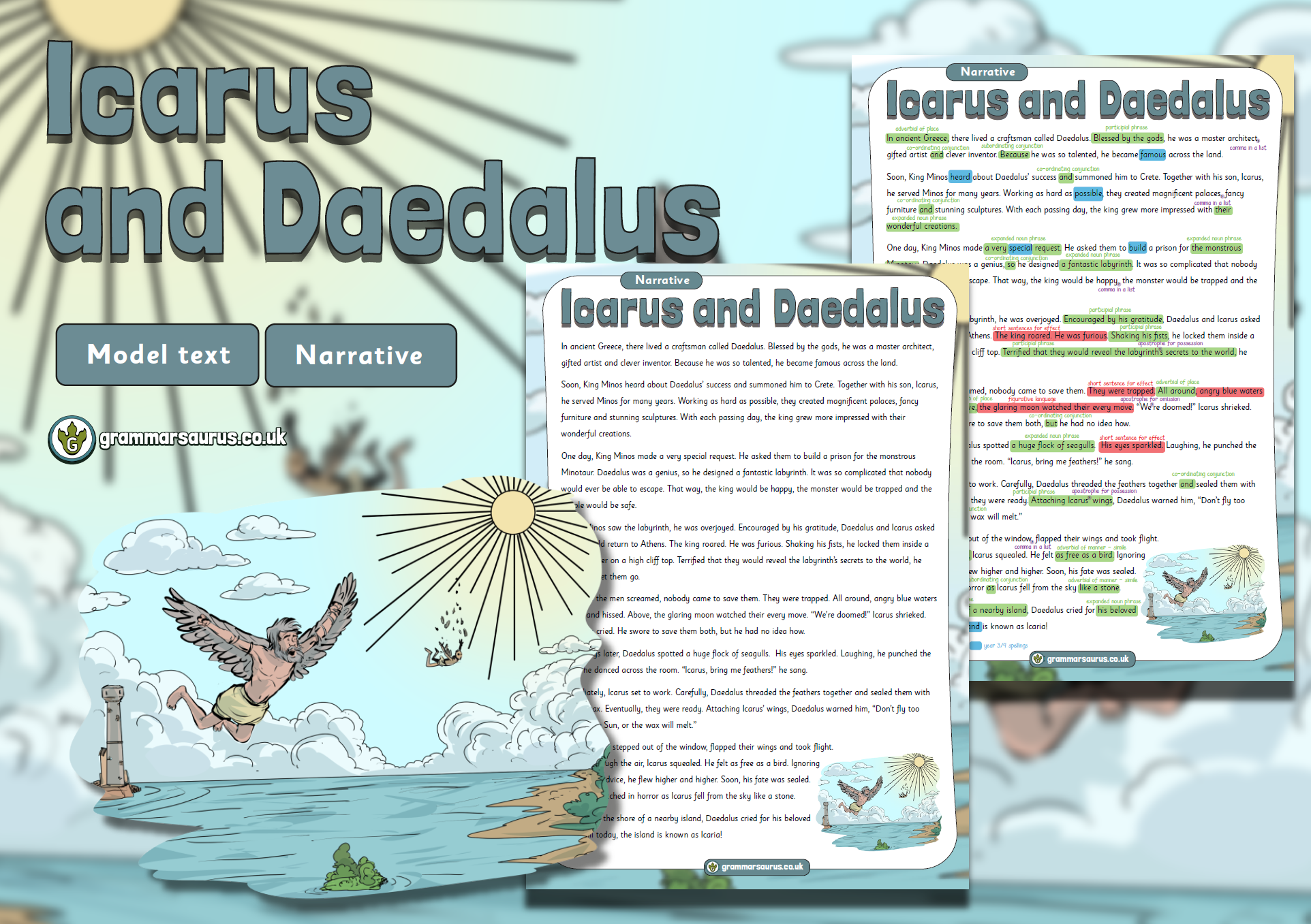 Year 3 Model Text - Narrative – Icarus and Daedalus - Grammarsaurus