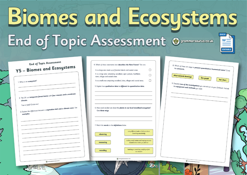 Year 5 Geography – Fieldwork – Biomes – End of Topic Assessment ...