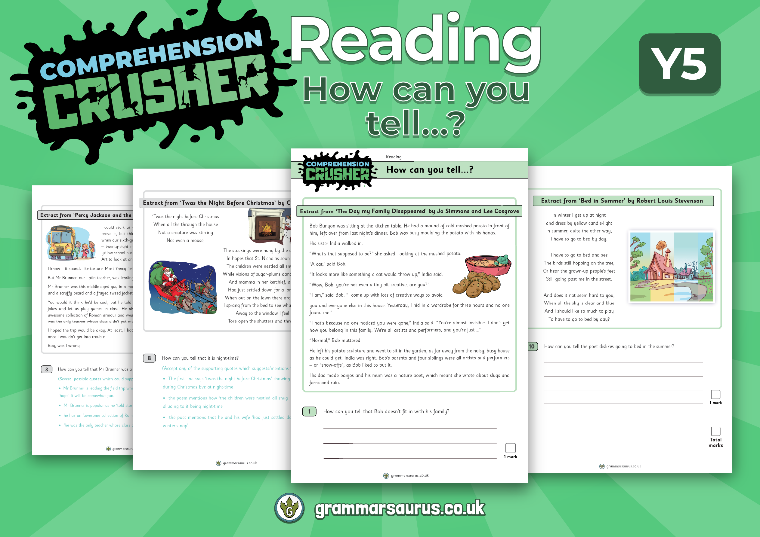 Y5 Comprehension Crusher: How can you tell...? - Grammarsaurus