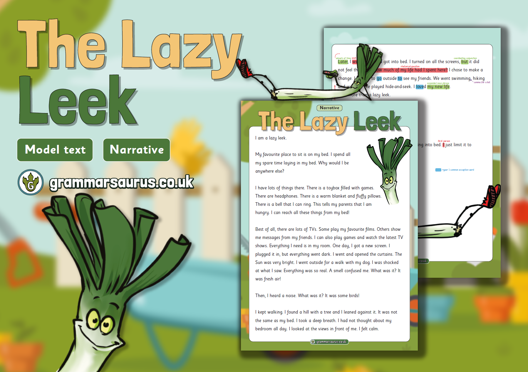 Year 1 Model Text - Narrative - The Lazy Leek - Grammarsaurus