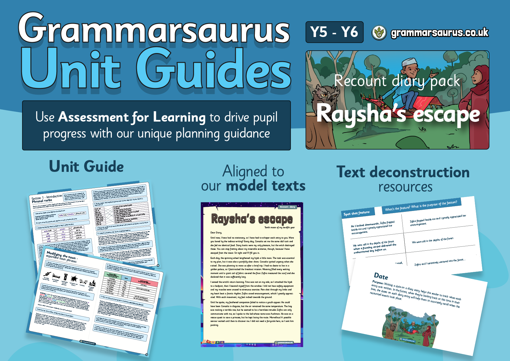 Y5/6 Unit Guide – Recount diary - Raysha's escape - Grammarsaurus