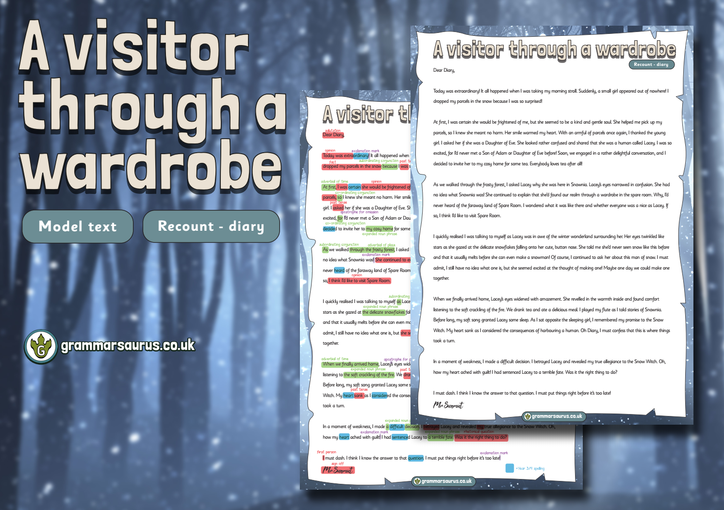 Year 3 Model Text – Recount – A Visitor through a wardrobe - Grammarsaurus