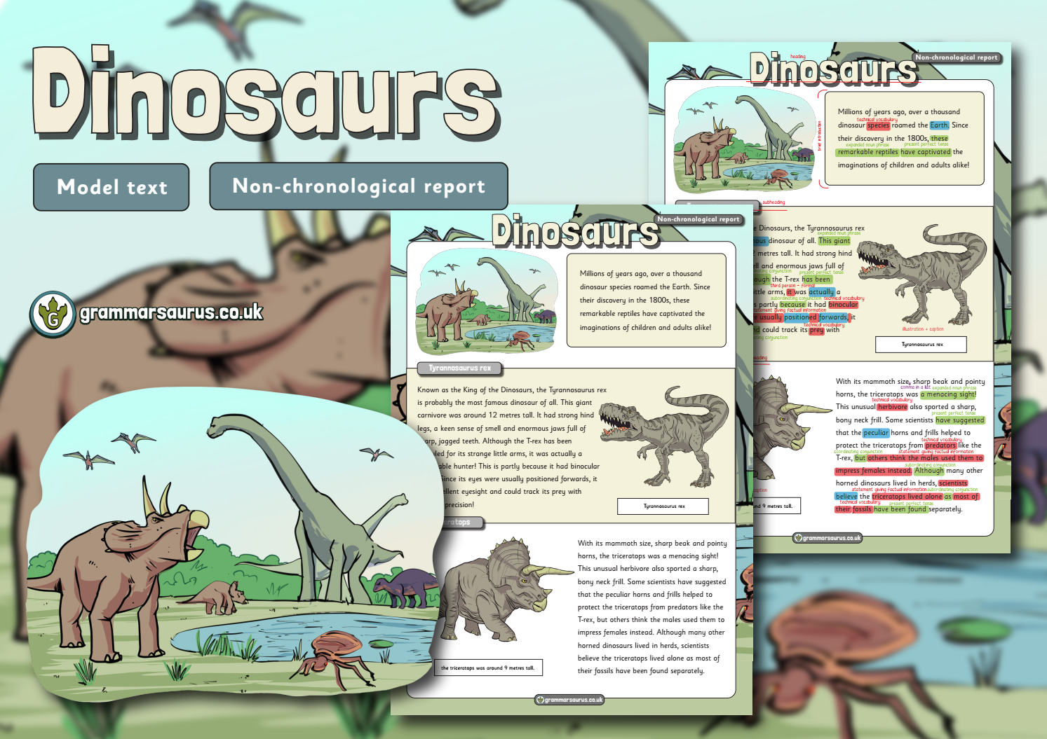 Year 4 Model Text – Non-chronological report – Dinosaurs - Grammarsaurus