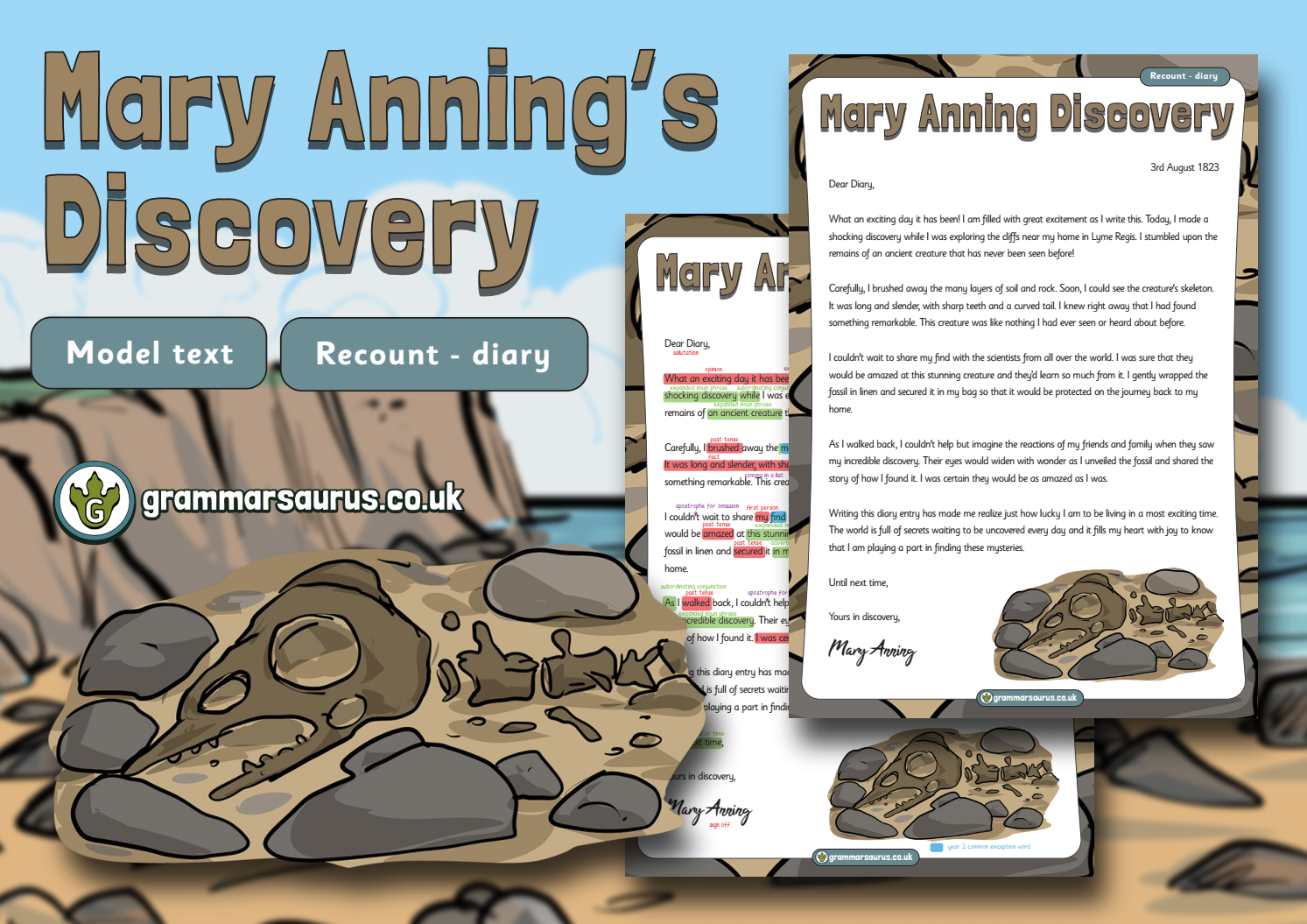Year 2 Model Text – Recount – Diary - Mary Anning's Discovery ...
