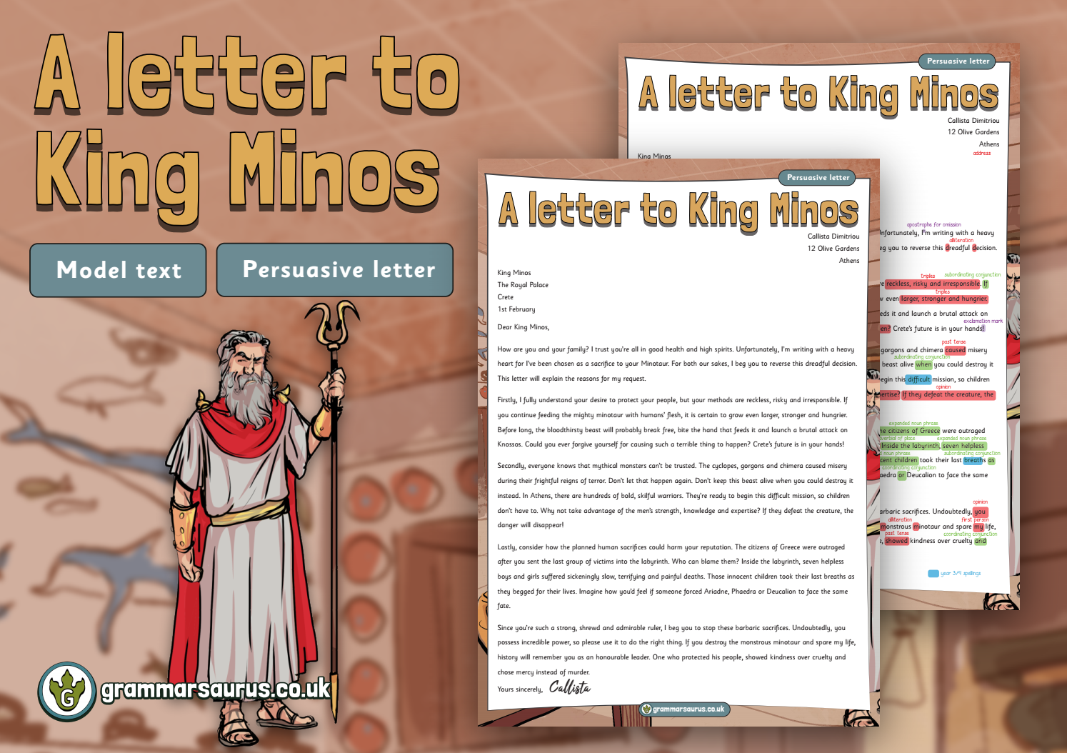 Year 3 Model Text – Persuasive letter – A letter to King Minos ...