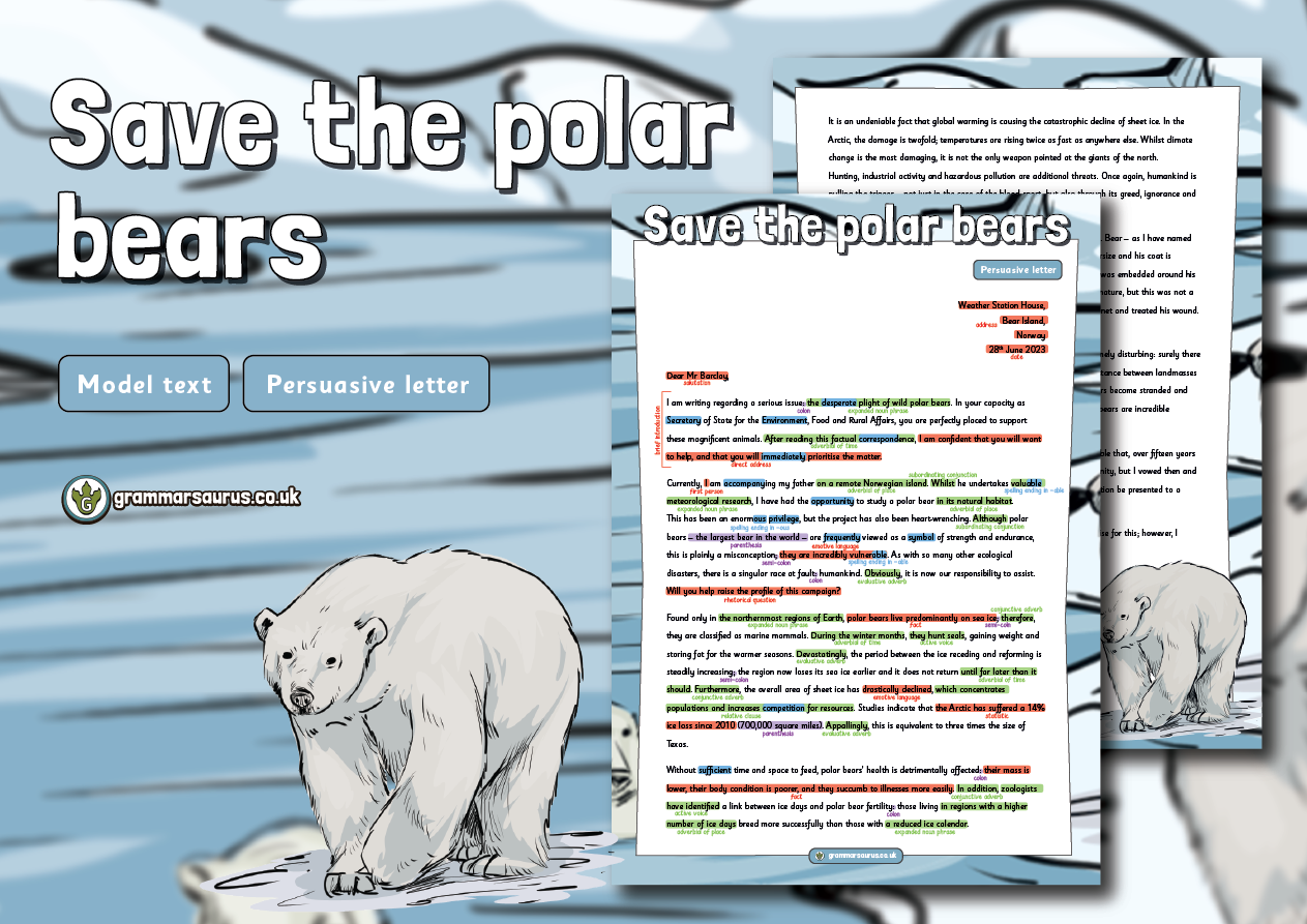 Year 6 Model Text – Persuasive letter – Save the polar bears ...