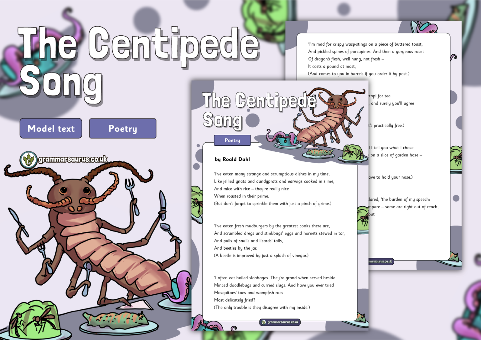 Year 3 Model Text - Poetry - The Centipede Song - Grammarsaurus