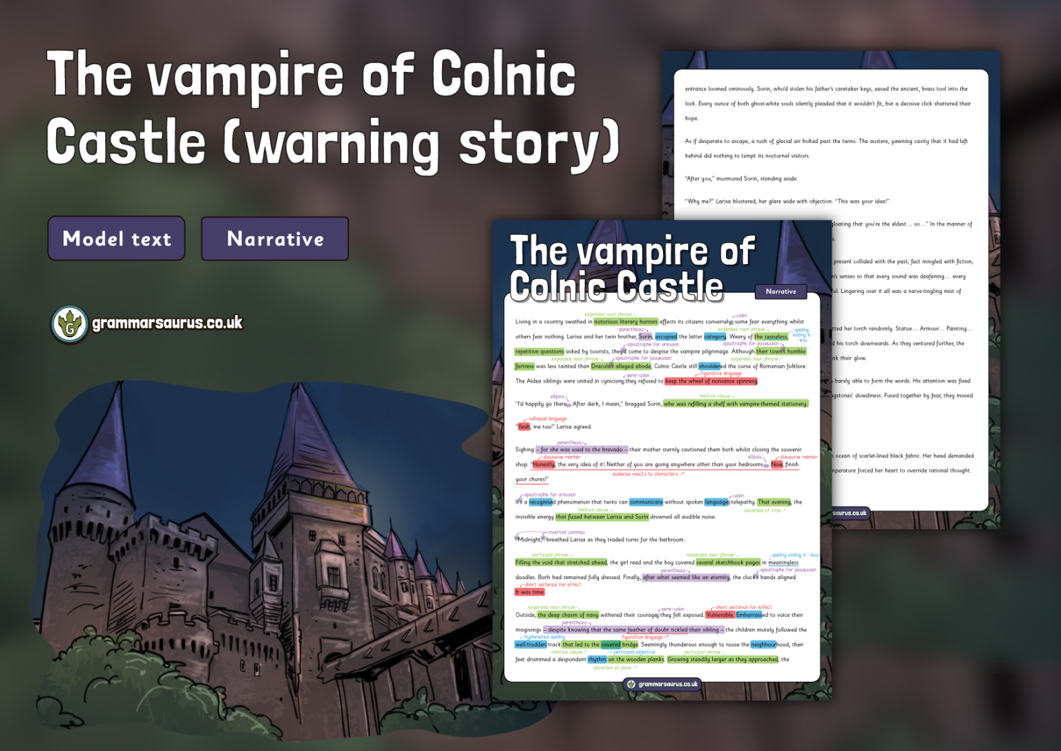 Year 6 Model Text – Narrative – The vampire of Colnic Castle (warning ...