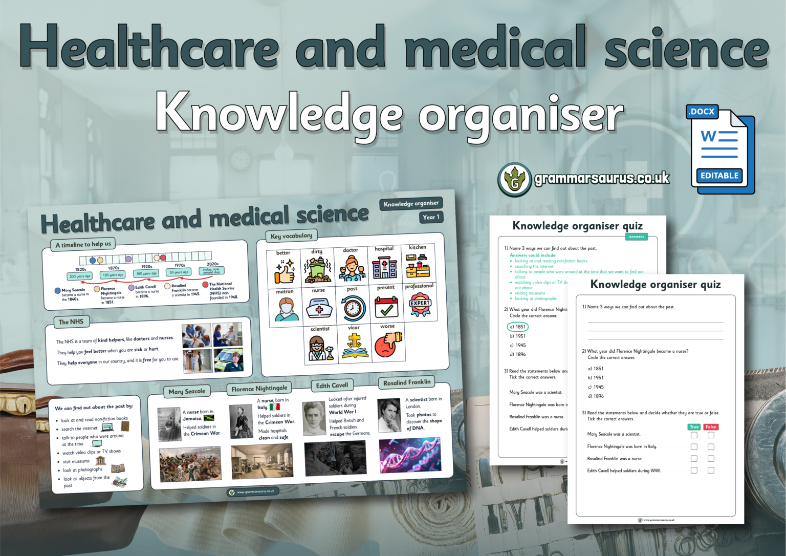 KS1 History – Healthcare and medical science – Knowledge organiser ...