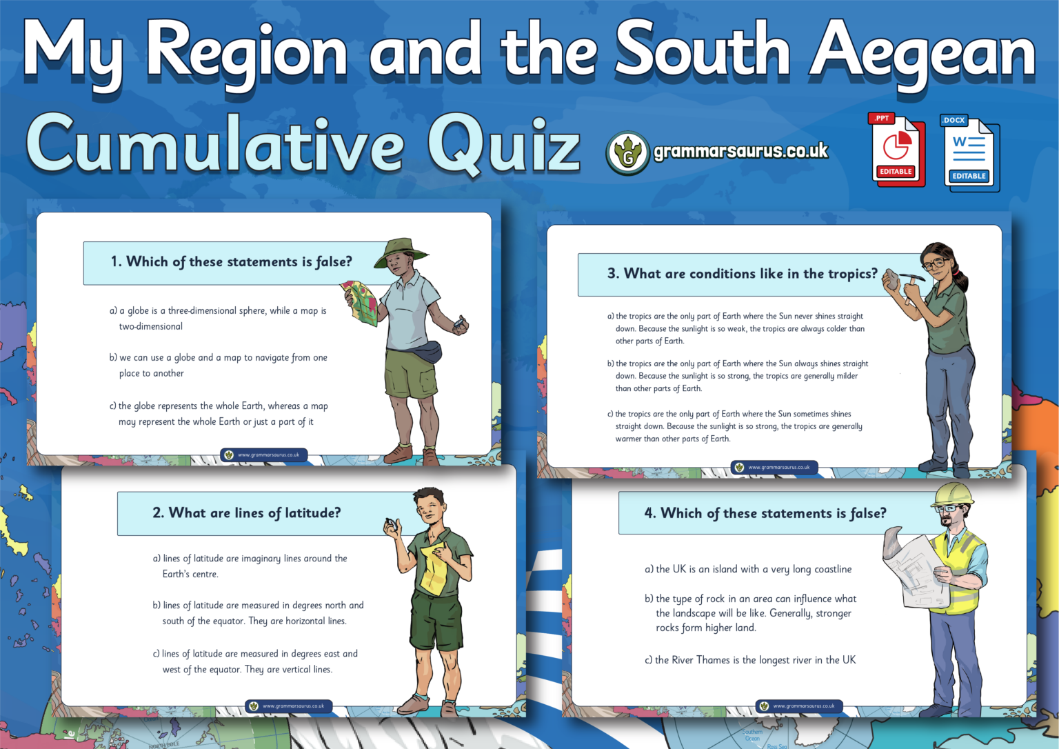 Year 4 Geography - My Region and the South Aegean - Cumulative Quiz ...