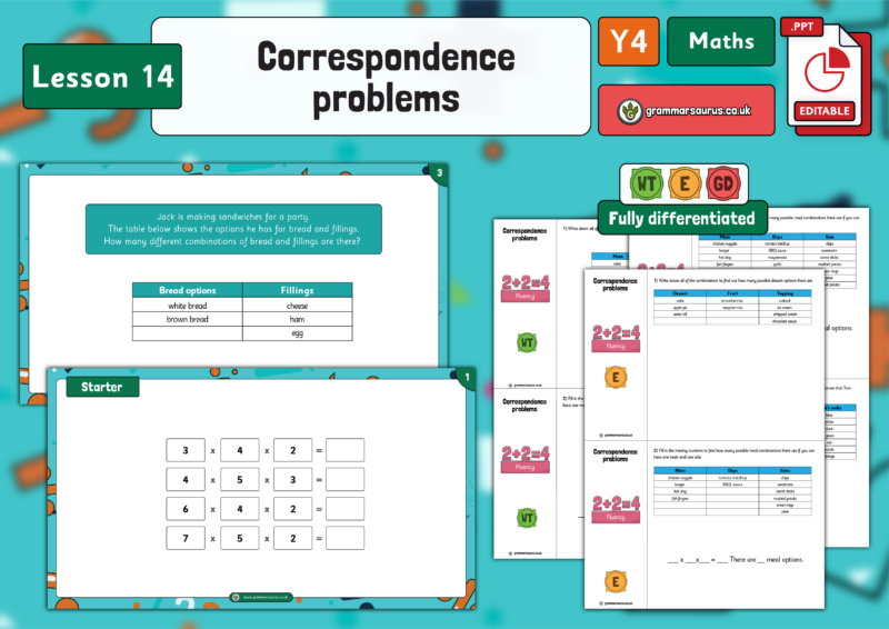 Year 4 – Multiplication and Division Part 2 - Correspondence problems ...