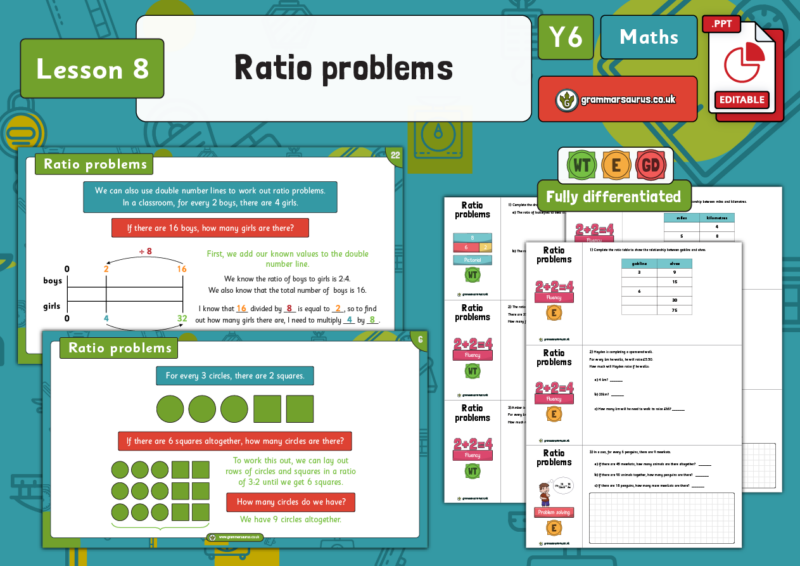 Year 6 Ratio - Ratio Problems - Lesson 8 - Grammarsaurus