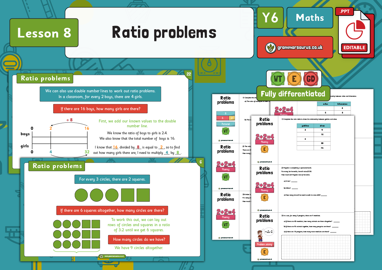Year 6 Ratio - Ratio Problems - Lesson 8 - Grammarsaurus