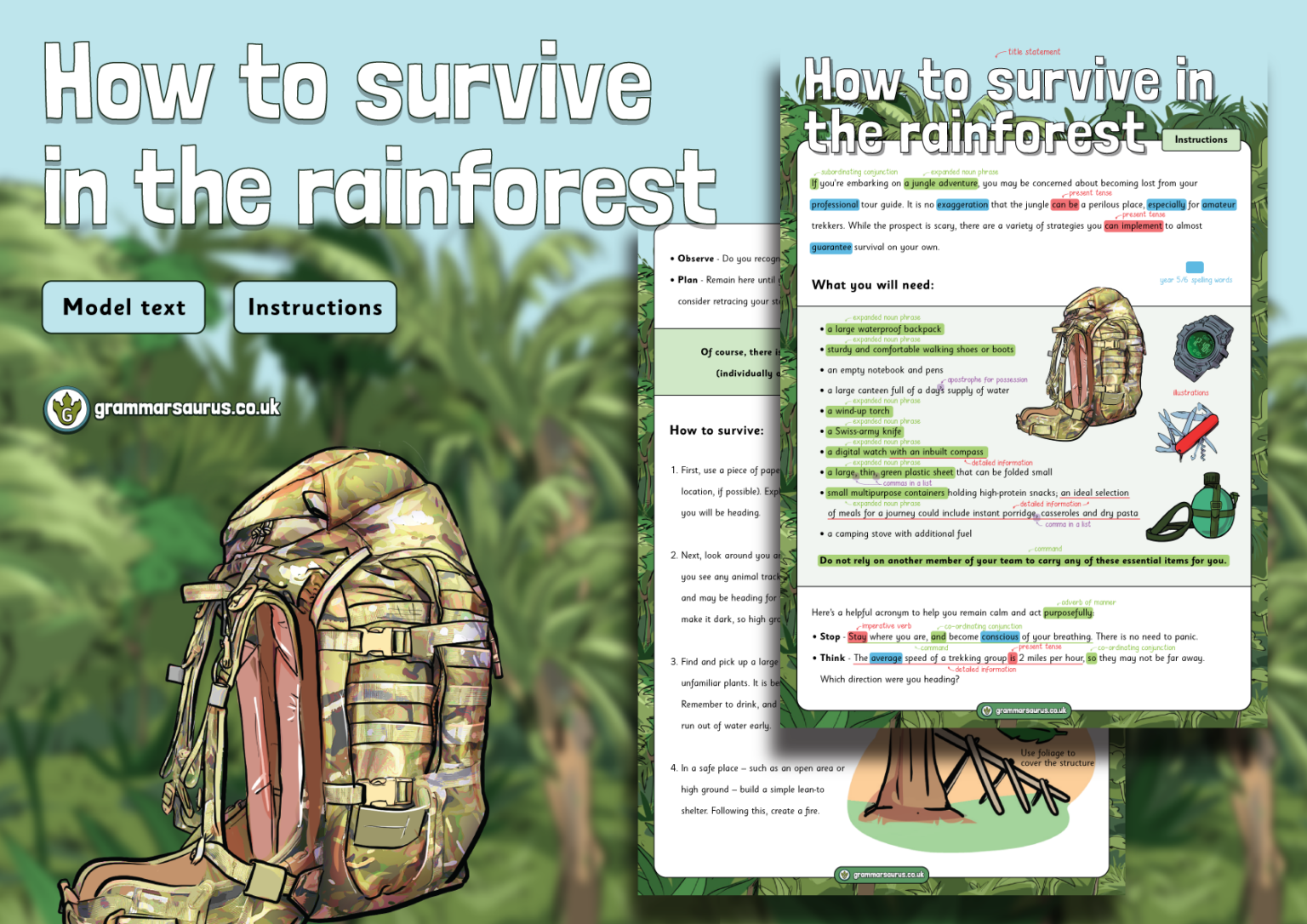 Year 5 Model Text – Instructions – How to survive in the rainforest ...