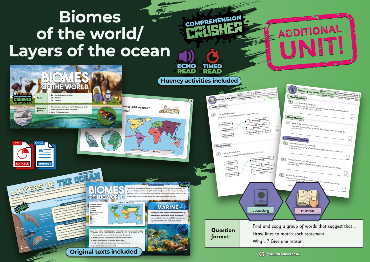 Year 4 Comprehension Crusher Reading Scheme – Additional Unit – Biomes ...