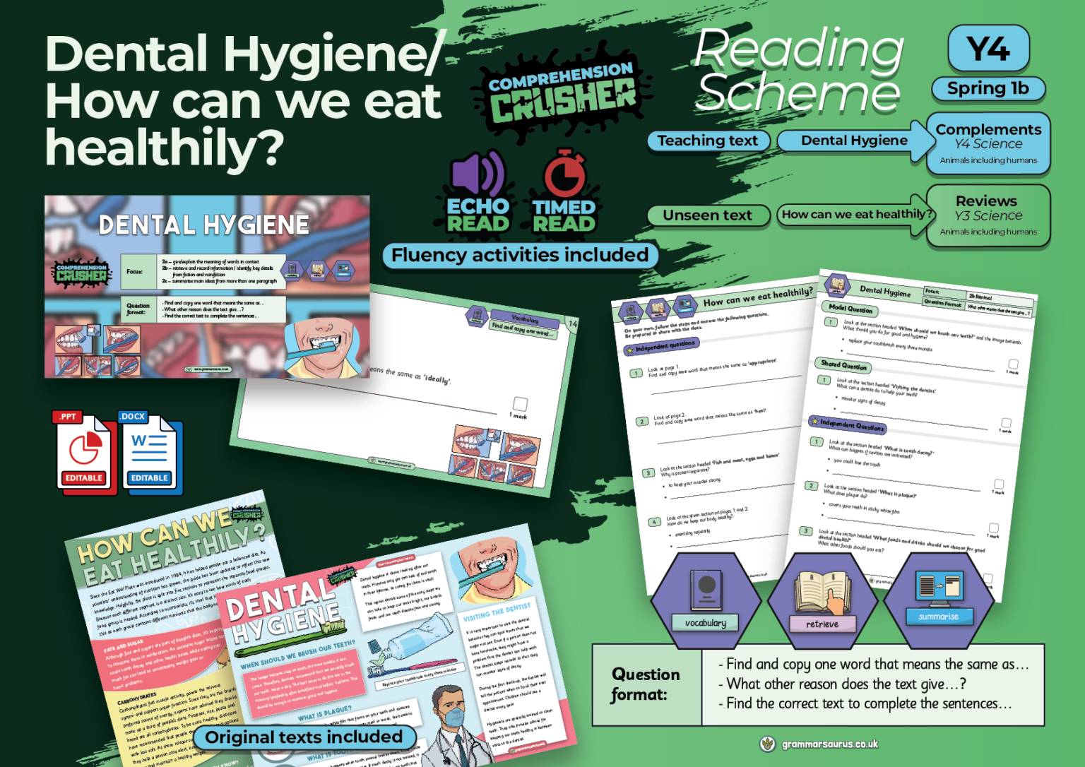 Year 4 Comprehension Crusher Reading Scheme – Spring 1b Dental Hygiene ...