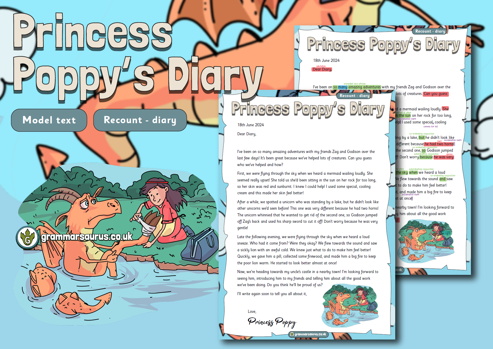 Year 2 Model Text – Recount – Diary - Princess Poppy's Diary ...