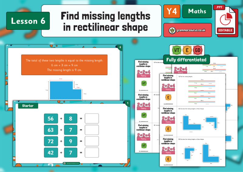 Year 4 Length and Perimeter – Find missing lengths in rectilinear shape ...
