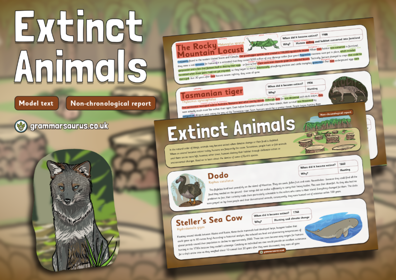 Year 6 Model Text – Non-chronological report – Extinct Animals ...