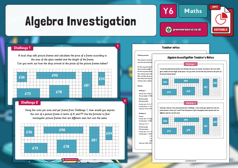 Year 6 Algebra – Algebra investigation - Grammarsaurus