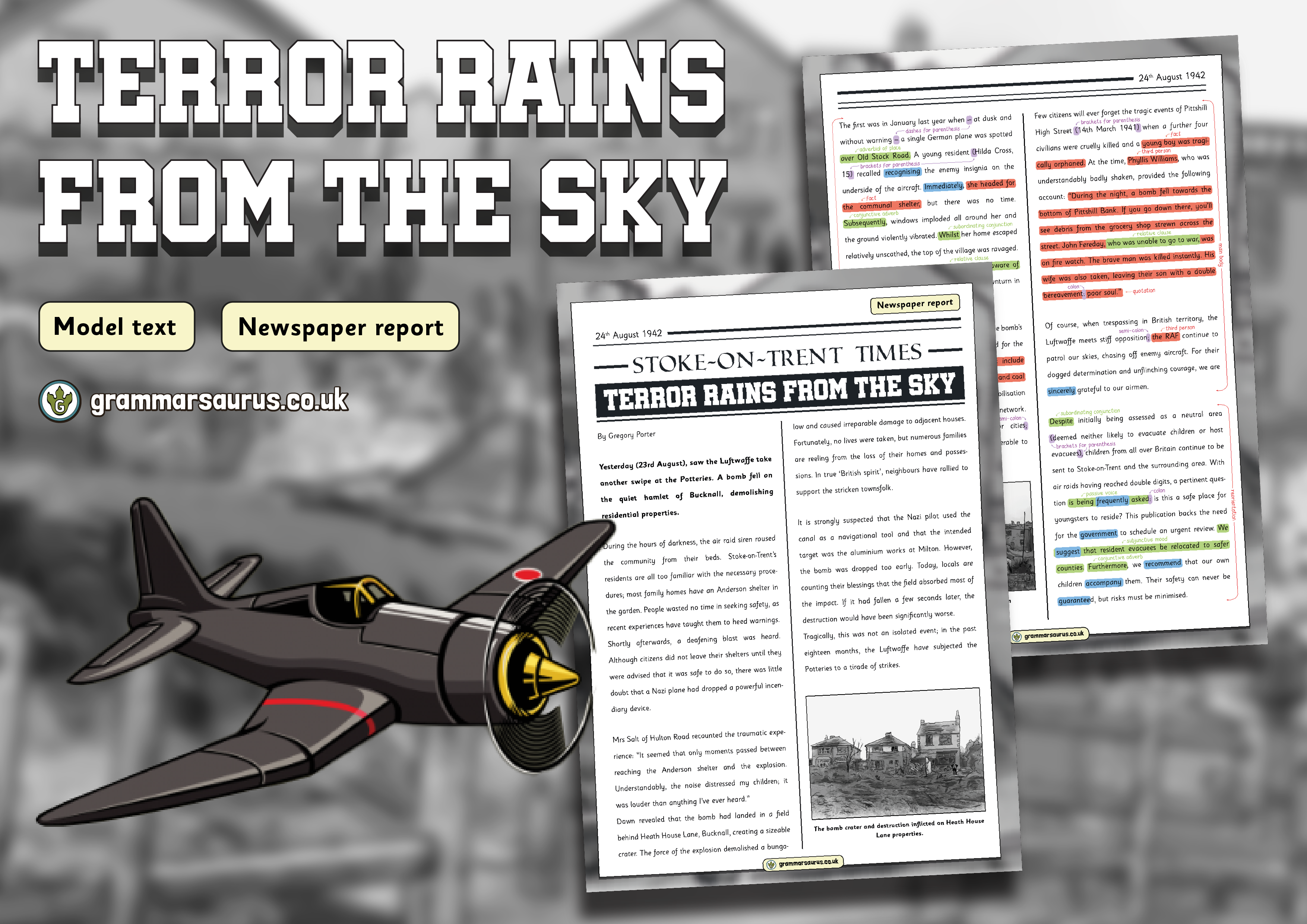 Year 6 Model Text - Newspaper report - Terror rains from the sky ...