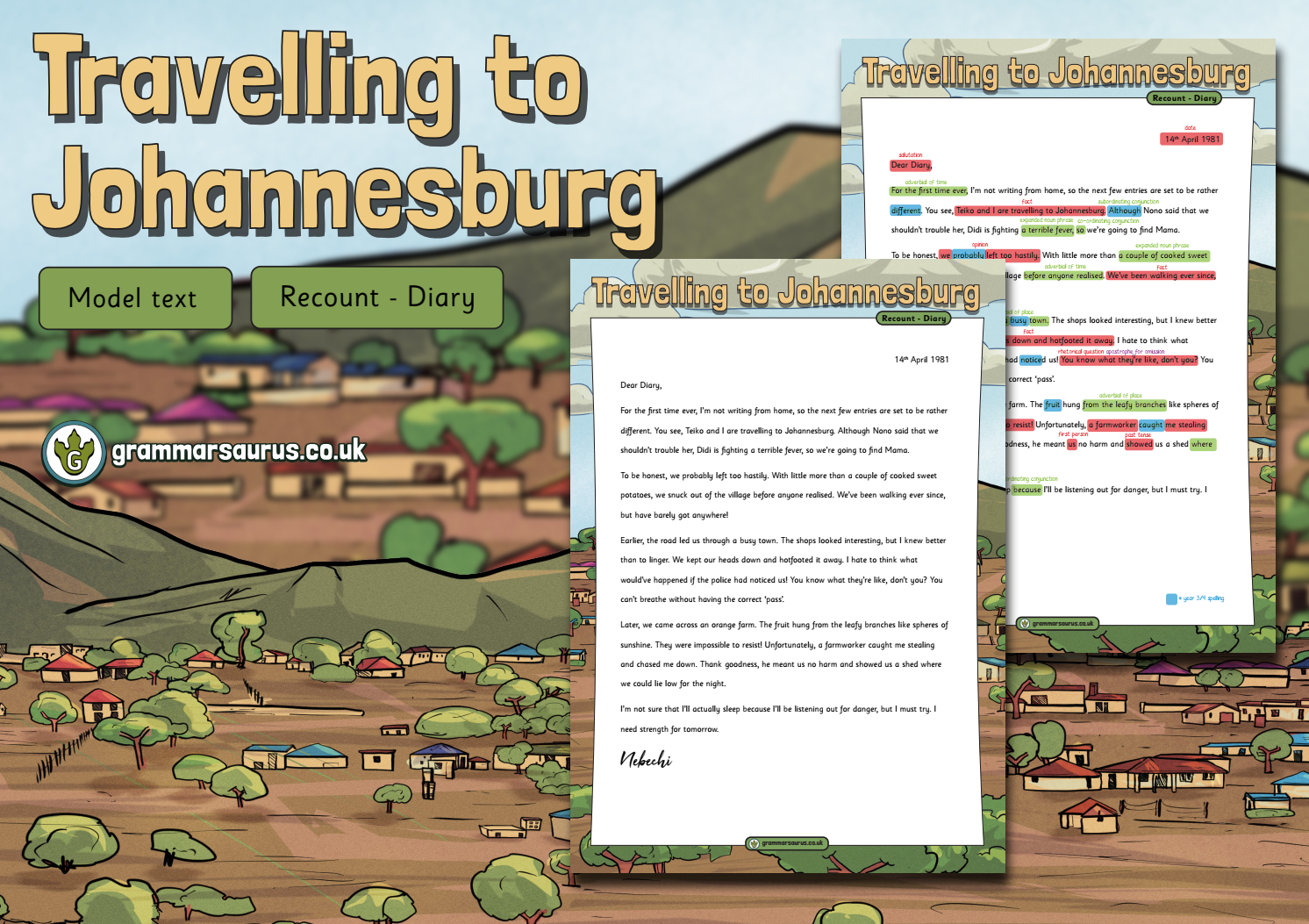 Year 4 Model Text – Recount – diary – Travelling to Johannesburg ...