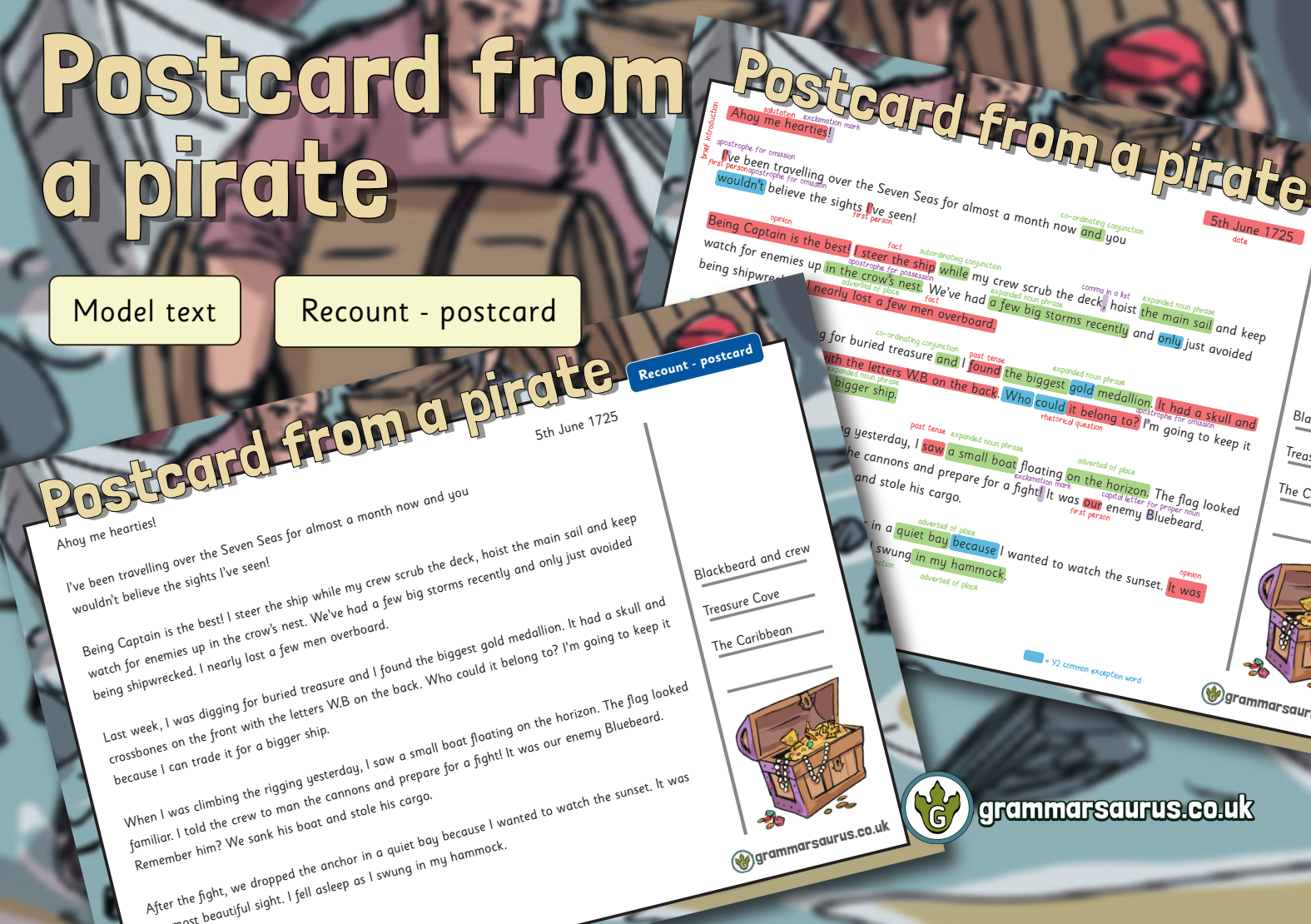 Year 2 Model Text – Recount – Postcard – Postcard from a pirate ...