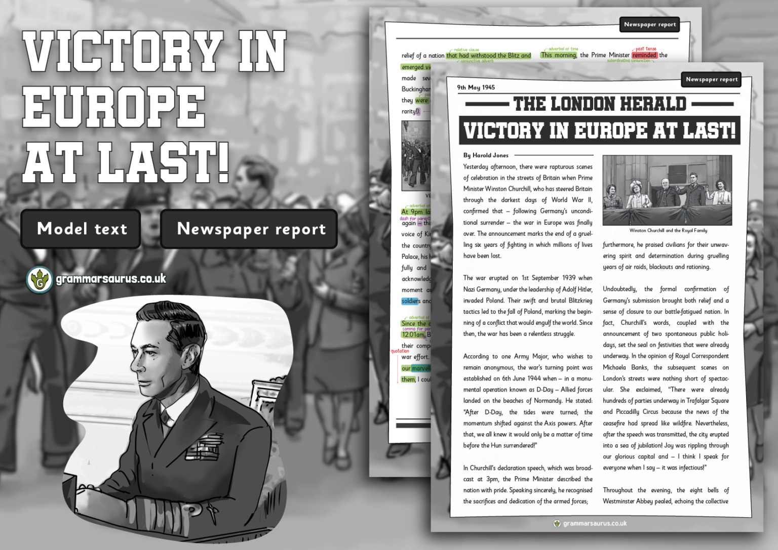Year 6 Model Text - Newspaper report - Victory in Europe at last ...