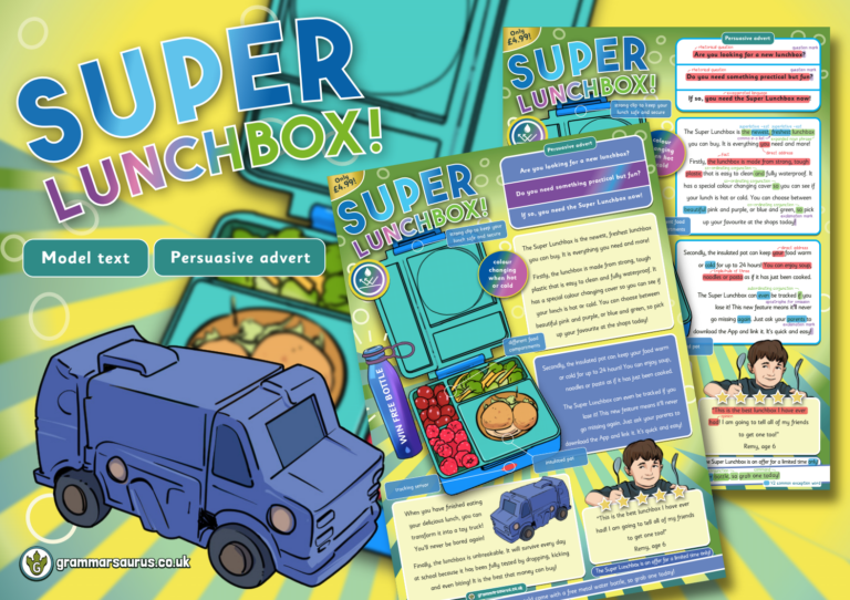 Year 2 Model Text – Persuasive advert – Super Lunchbox! - Grammarsaurus