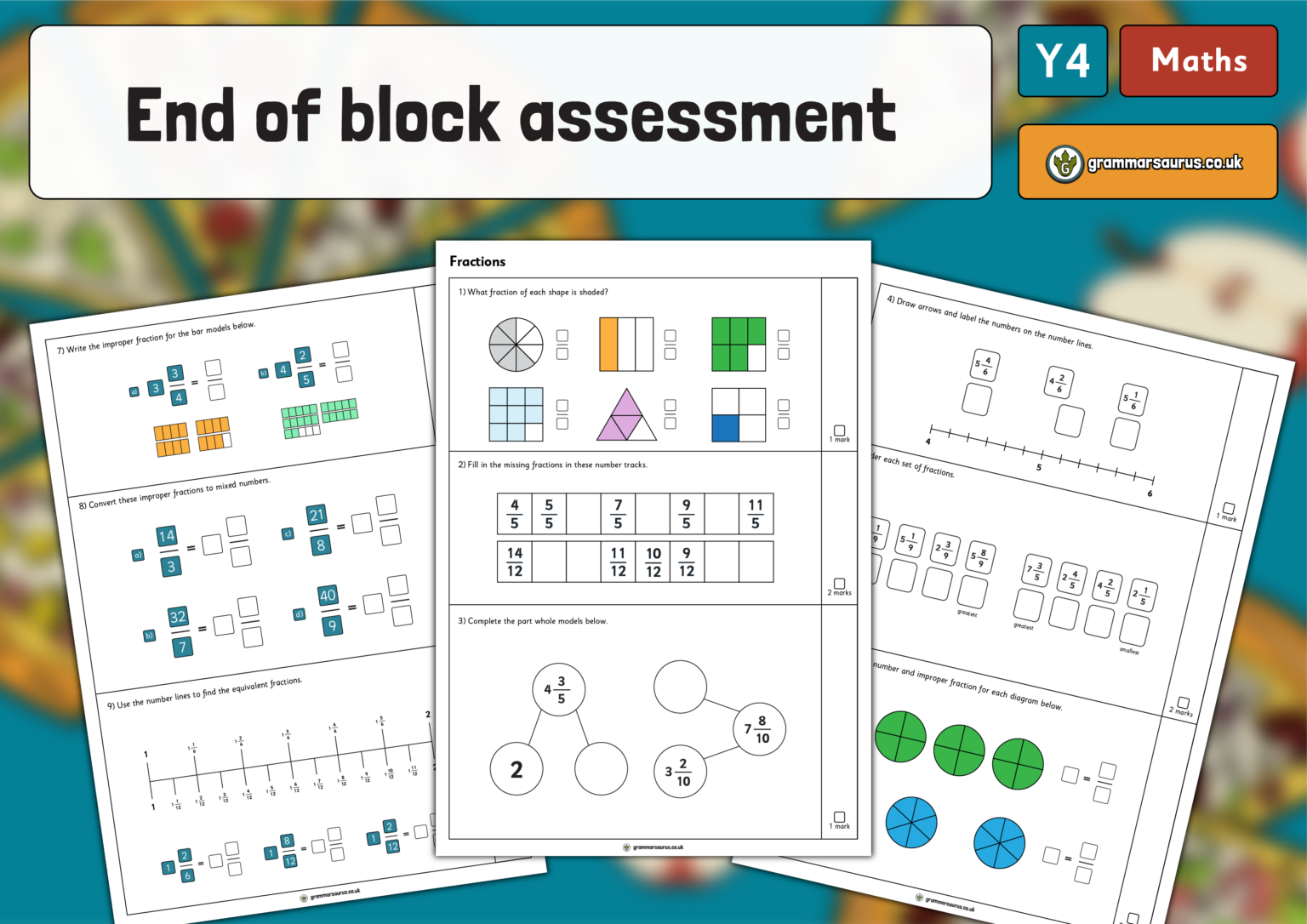 Year 4 Fractions – End of block assessment - Grammarsaurus