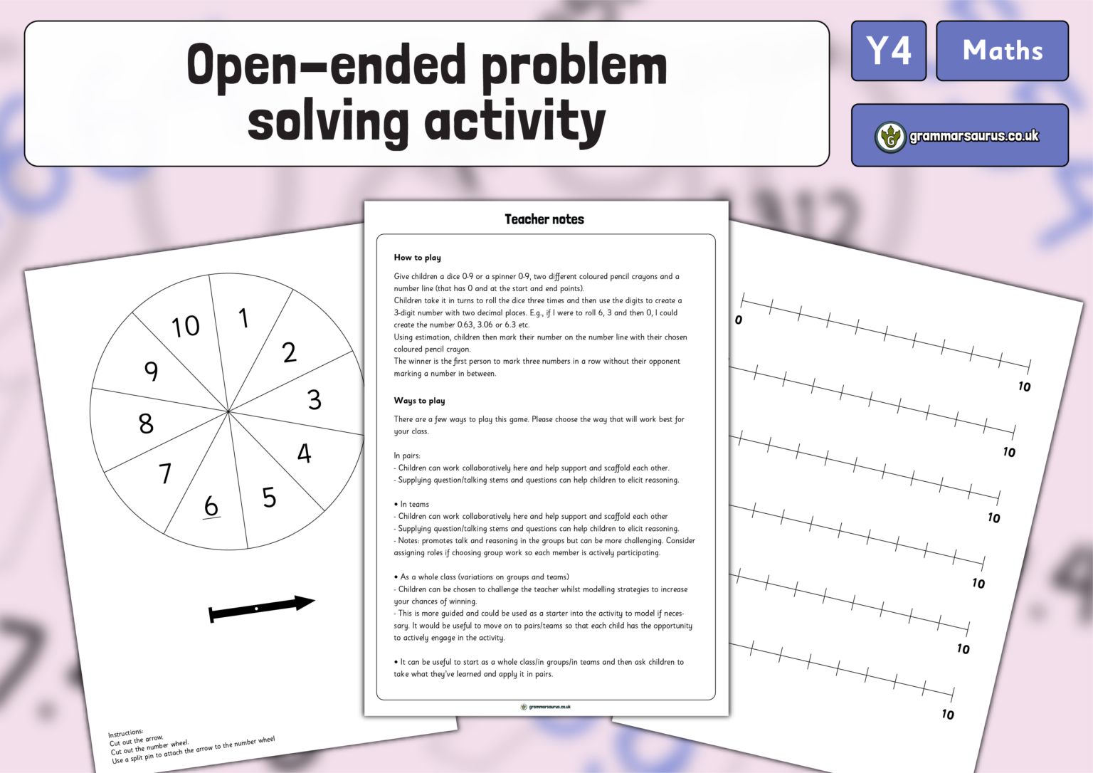 Year 4 Decimals - Open-ended problem solving activity - Grammarsaurus