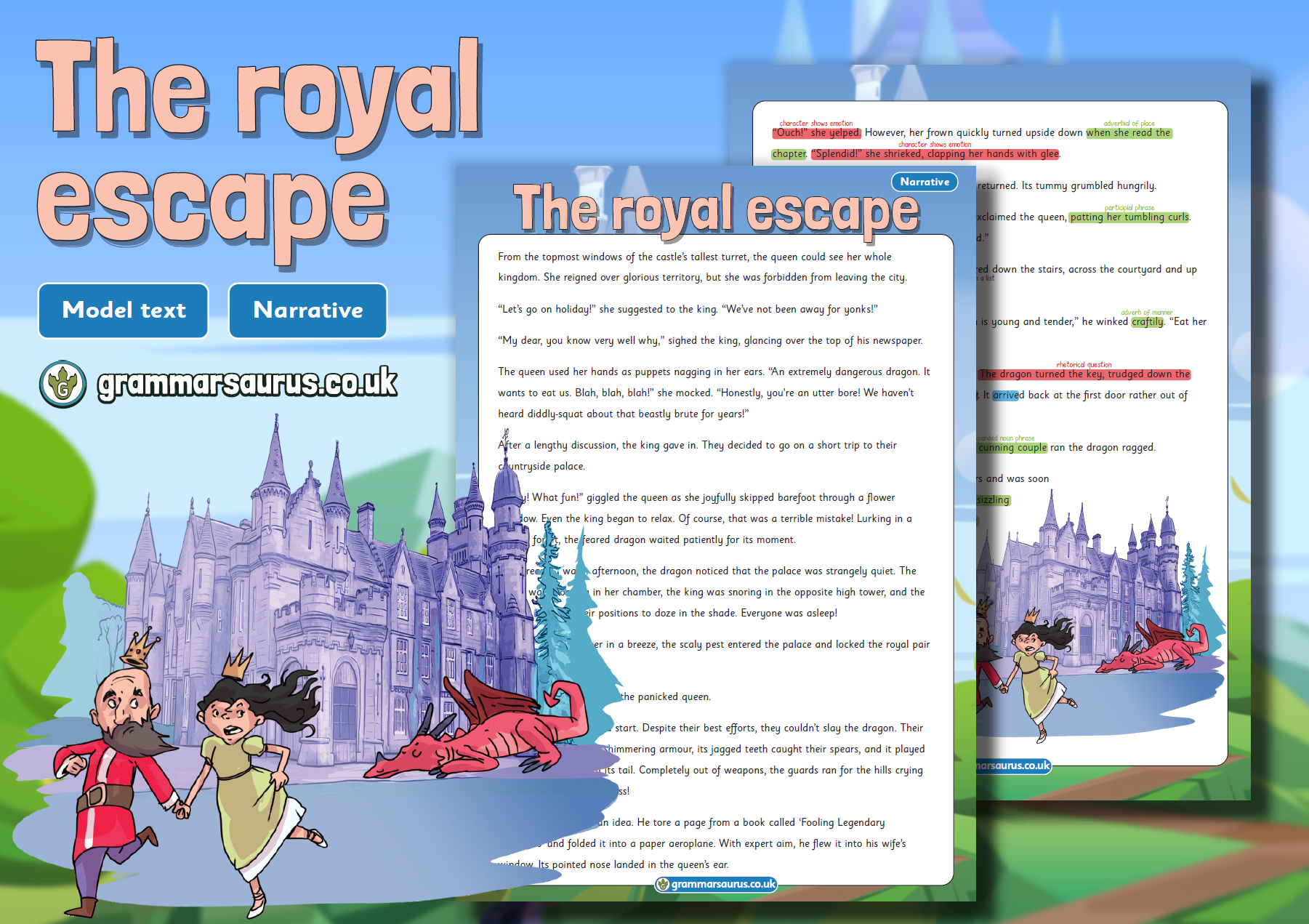 Year 3 Model Text - Narrative – The royal escape - Grammarsaurus