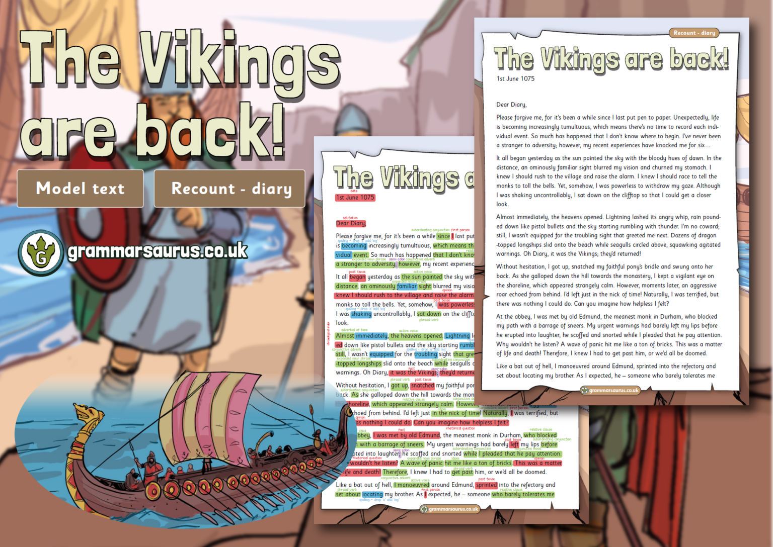 Year 6 Model Text – Recount diary – The Vikings are back! - Grammarsaurus