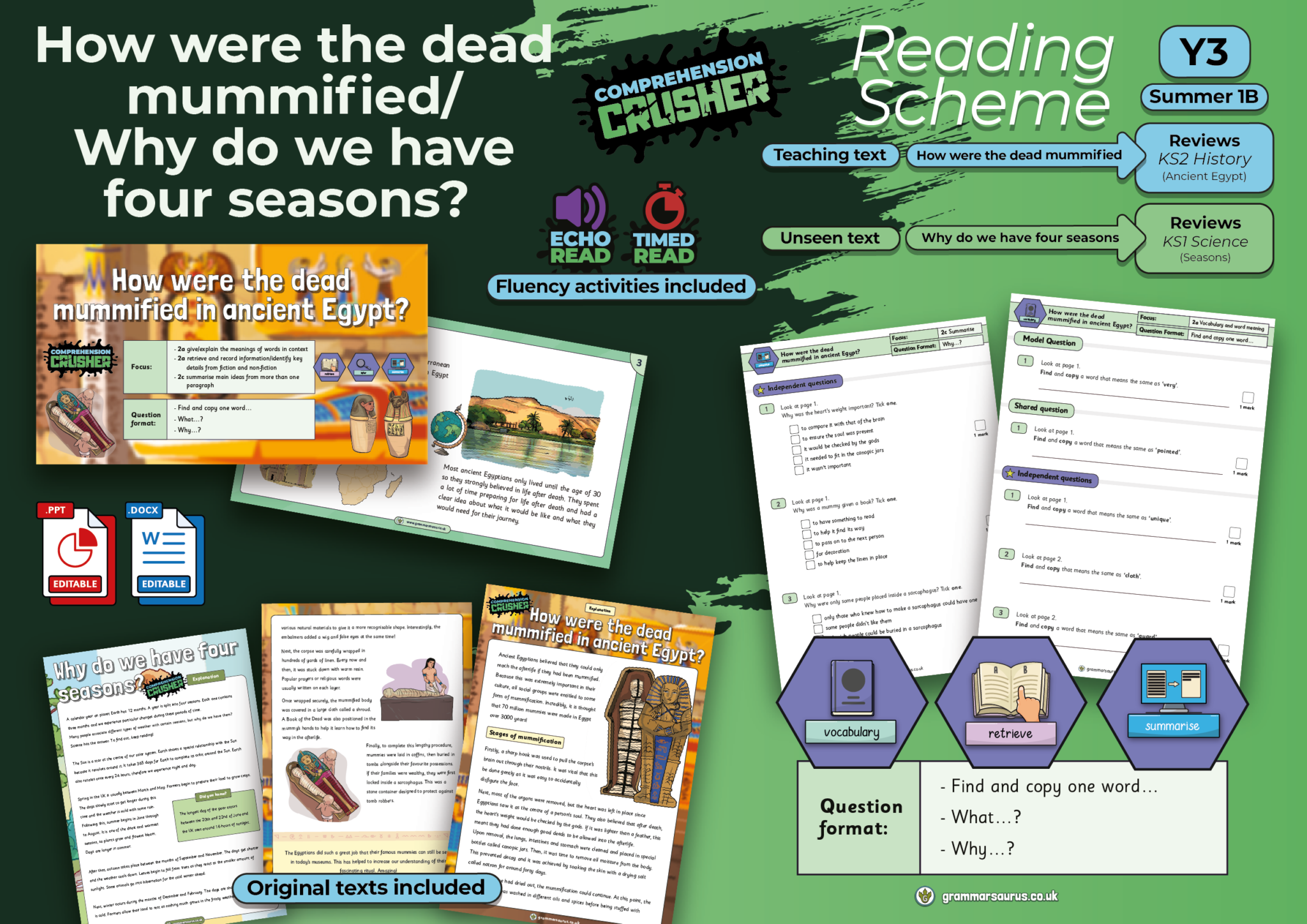Year 3 Comprehension Crusher Reading Scheme – Summer 1b – How were the ...