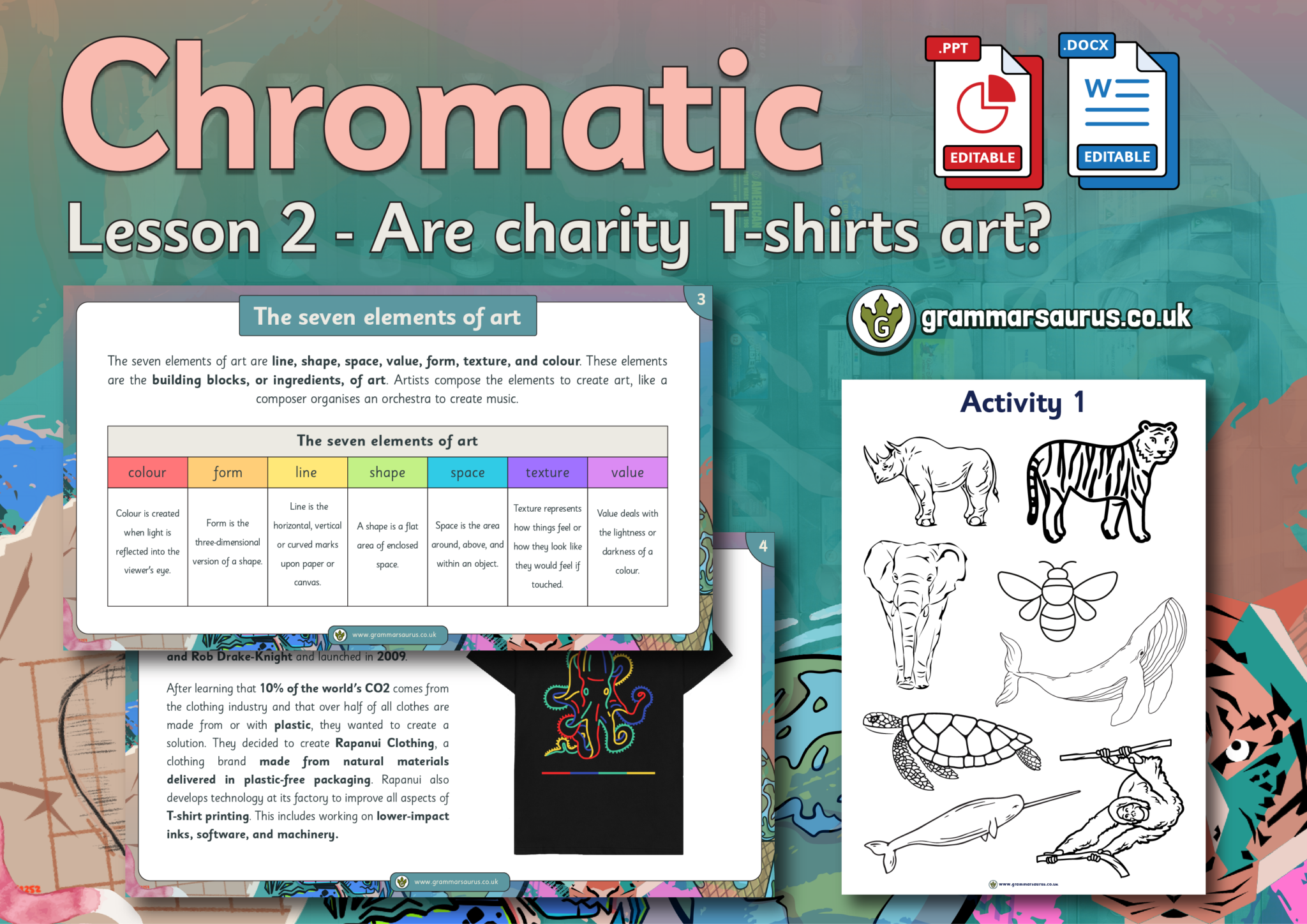 Year 6 Art - Chromatic - Are charity T-shirts art? Lesson 2 - Grammarsaurus