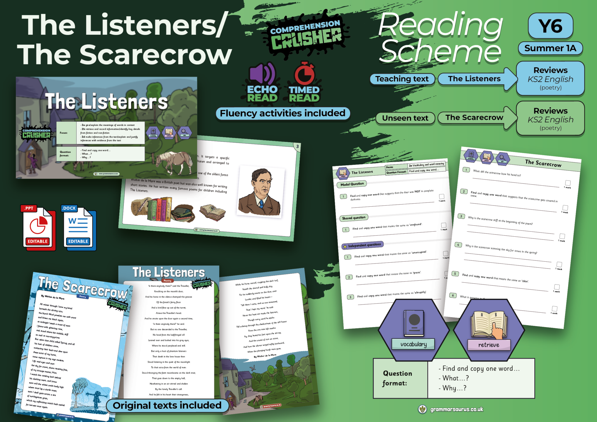 Year 6 Comprehension Crusher Reading Scheme – Summer 1a– The Listeners ...