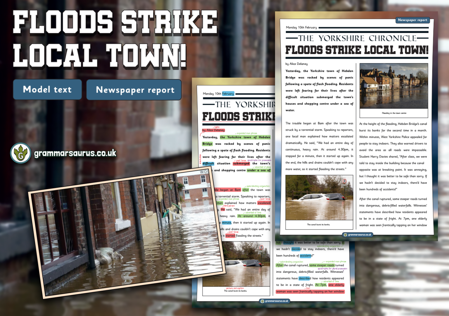 Year 4 Model Text – Newspaper report – Floods strike local town ...