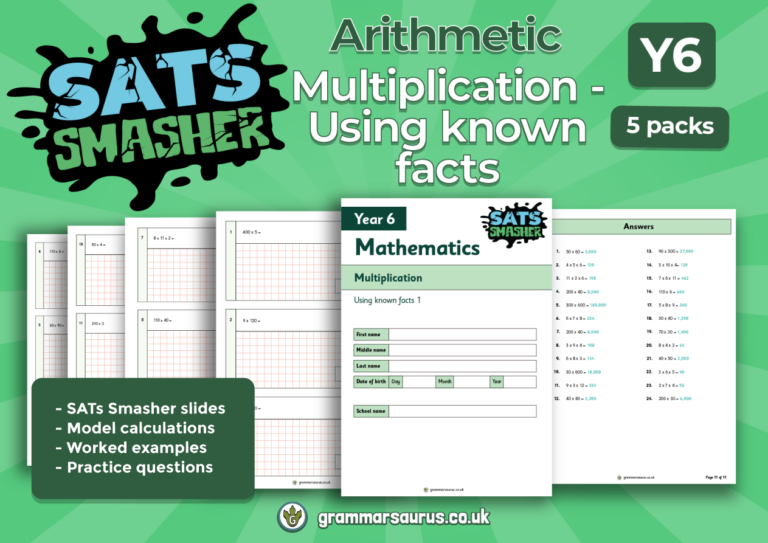 Y6 SATs Smasher (Maths): Arithmetic – Multiplication - Using known ...