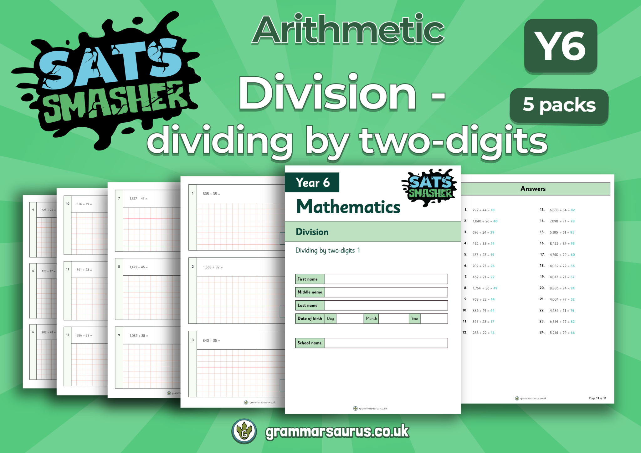 Y6 SATs Smasher (Maths): Arithmetic – Division - dividing by two-digits ...