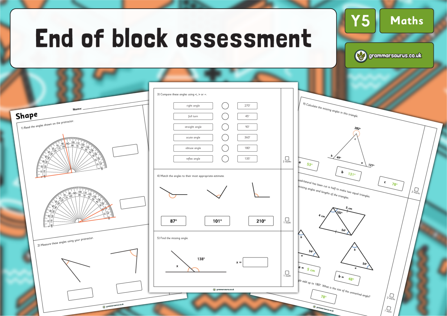 Year 5 Properties of Shape – End of block assessment - Grammarsaurus