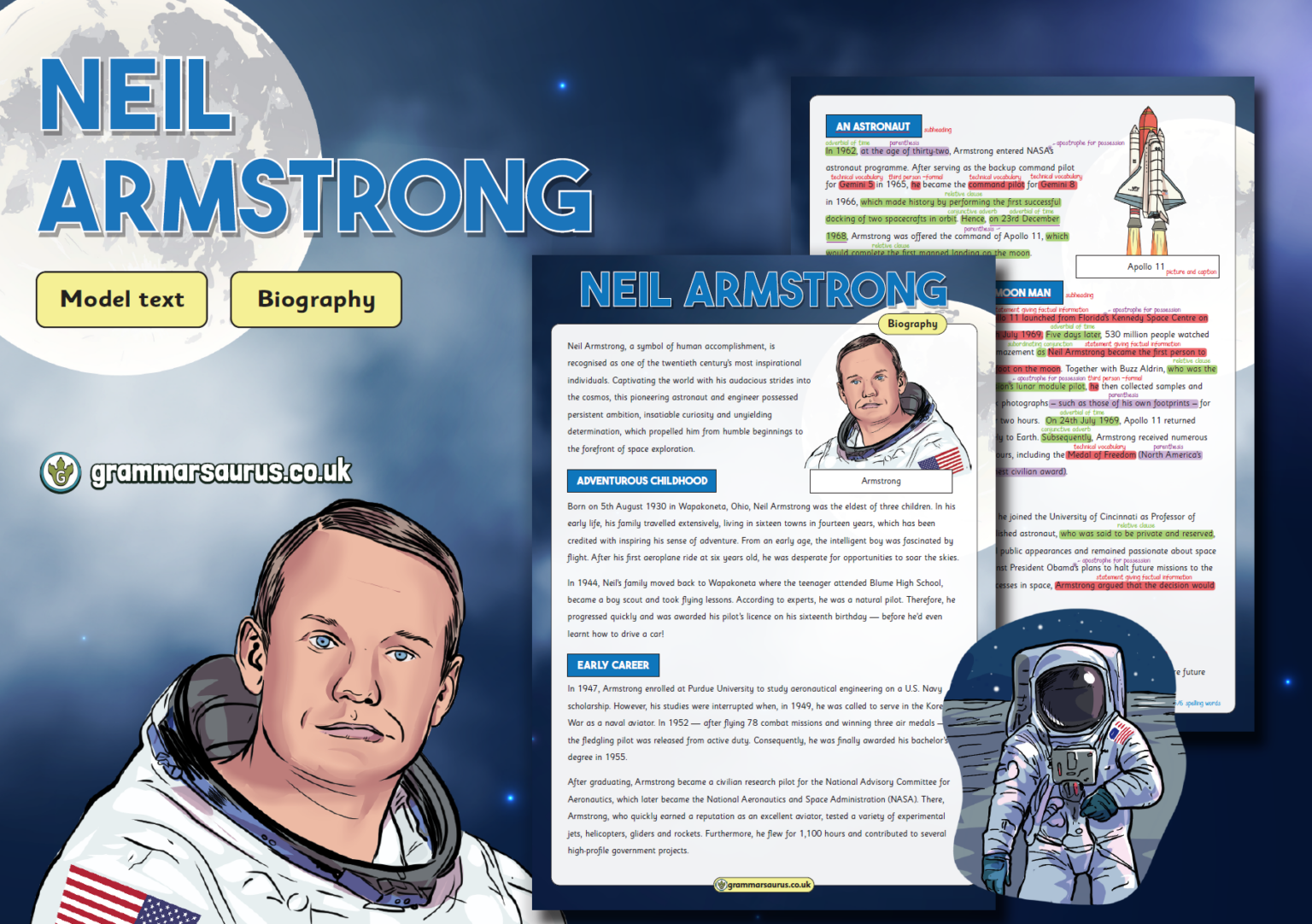 Year 5 Model Text – Biography – Neil Armstrong - Grammarsaurus