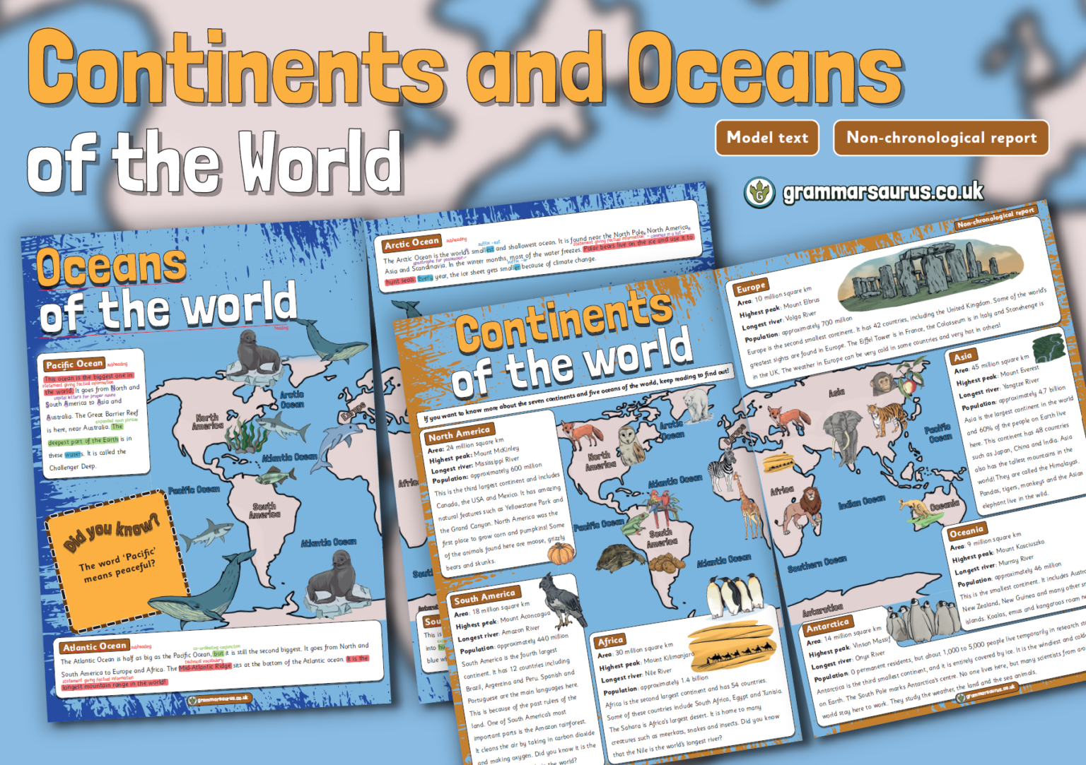 Year 2 Model Text – Non-chronological report – Continents and Oceans of ...