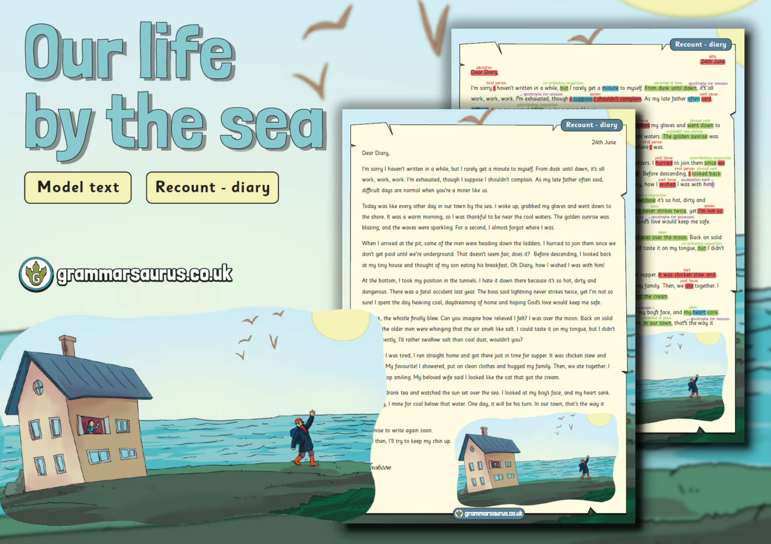 Year 3 Model Text – Recount – Diary – Our life by the sea - Grammarsaurus