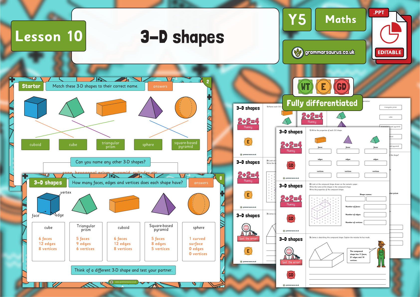 Year 5 Properties of Shape – 3D shapes – Lesson 10 - Grammarsaurus