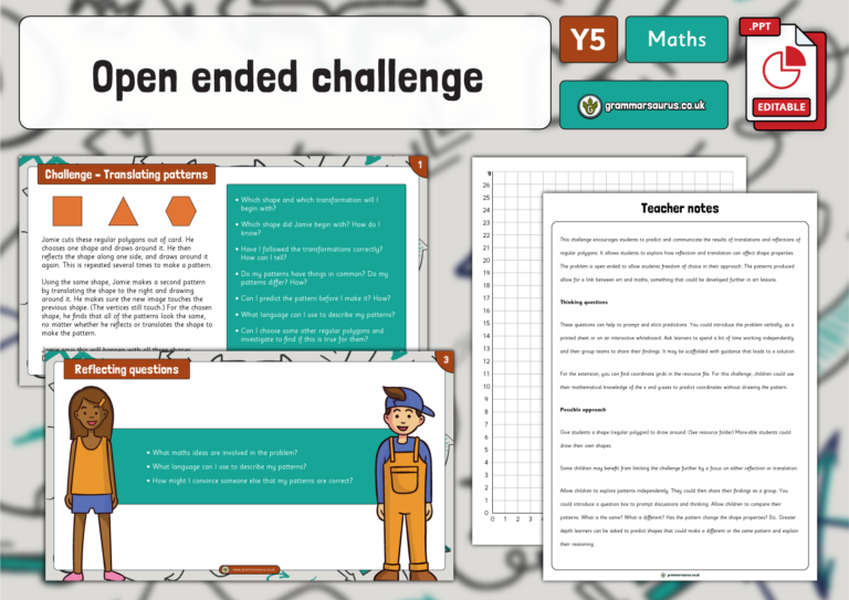 Year 5 Position and Direction – Open-ended challenge - Grammarsaurus
