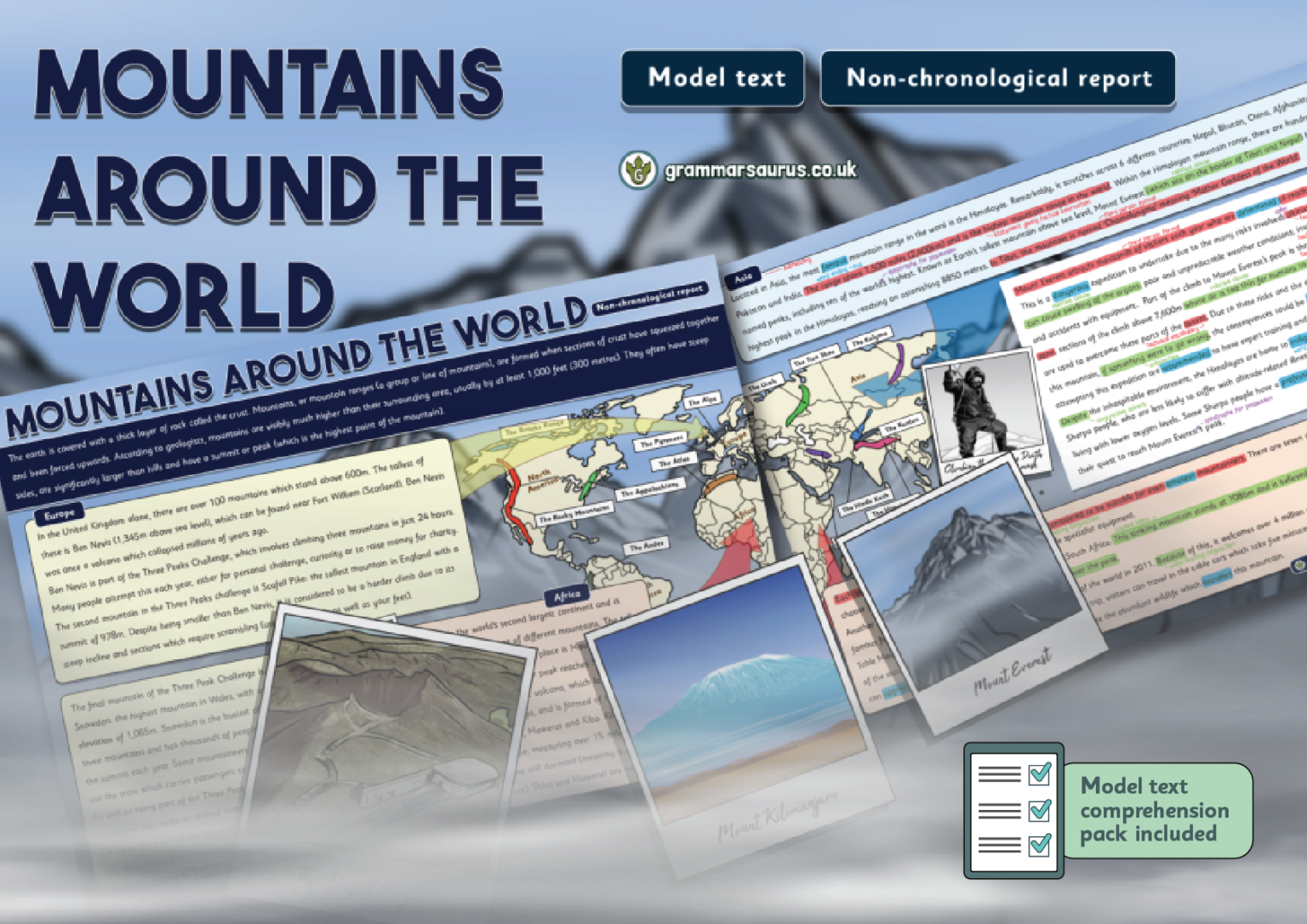 Year 6 Model Text – Non-chronological report - Mountains around the world - Grammarsaurus