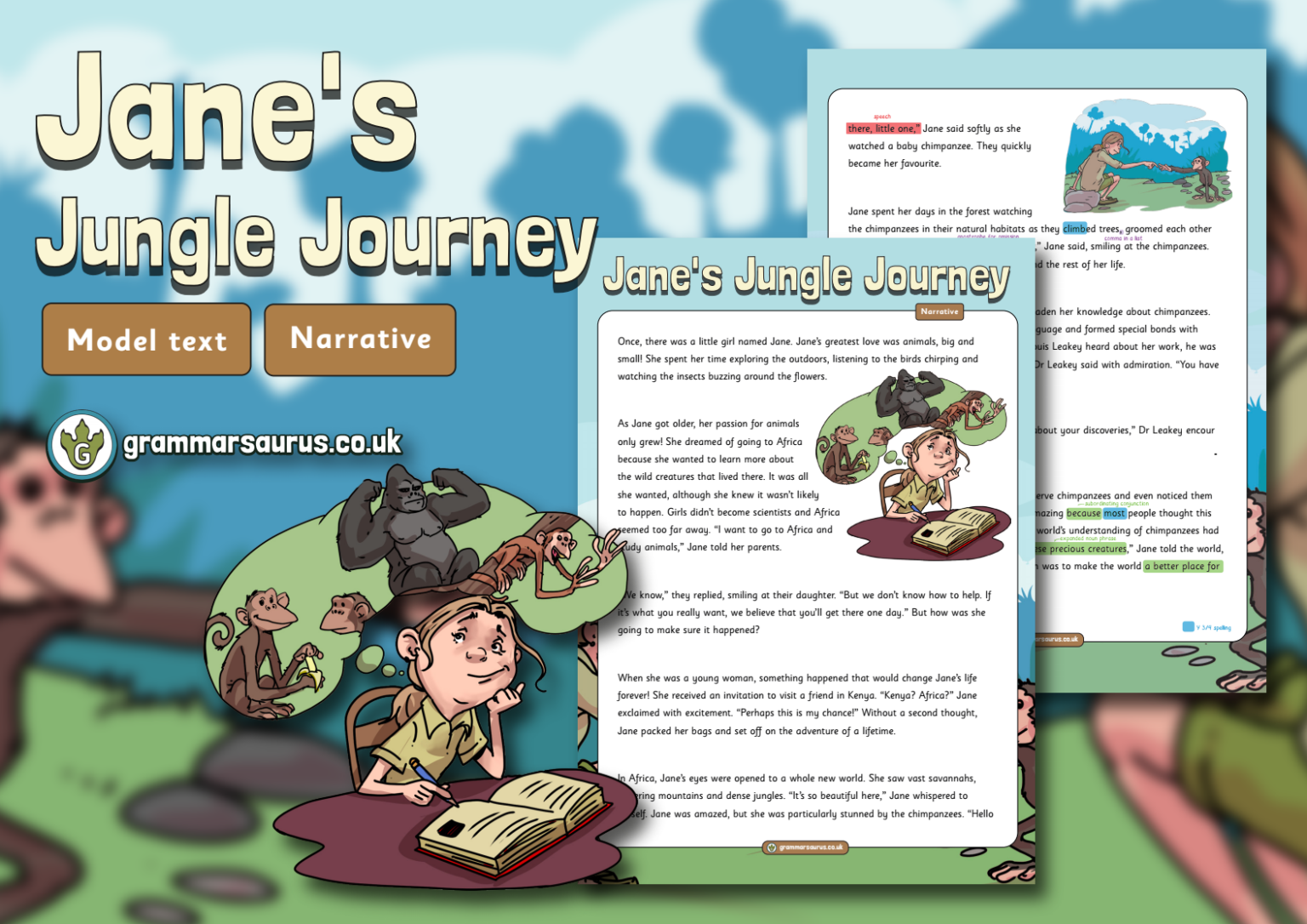 Year 3 Model Text - Narrative – Jane's Jungle Journey - Grammarsaurus