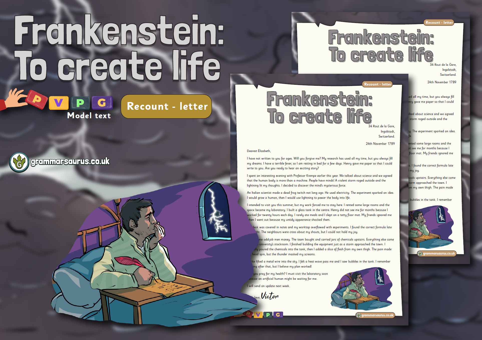 Year 3 PVPG Model Text – Recount - letter - Frankenstein: To create ...