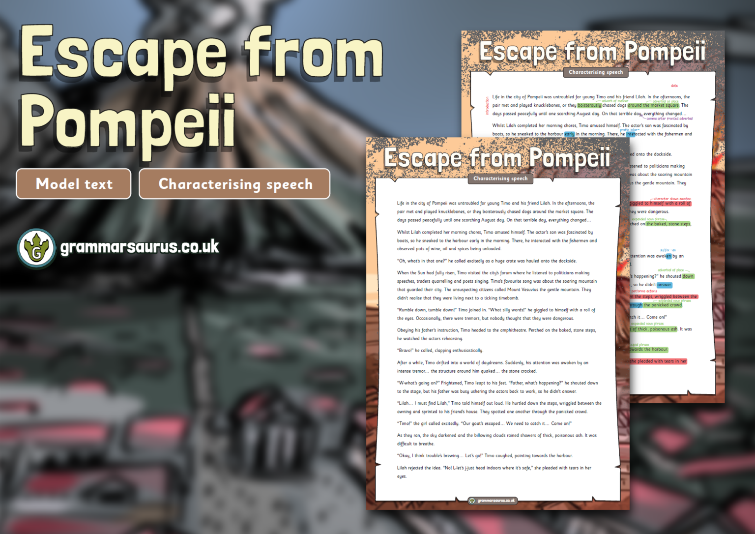 Year 4 Model Text – Characterising speech – Escape from Pompeii ...